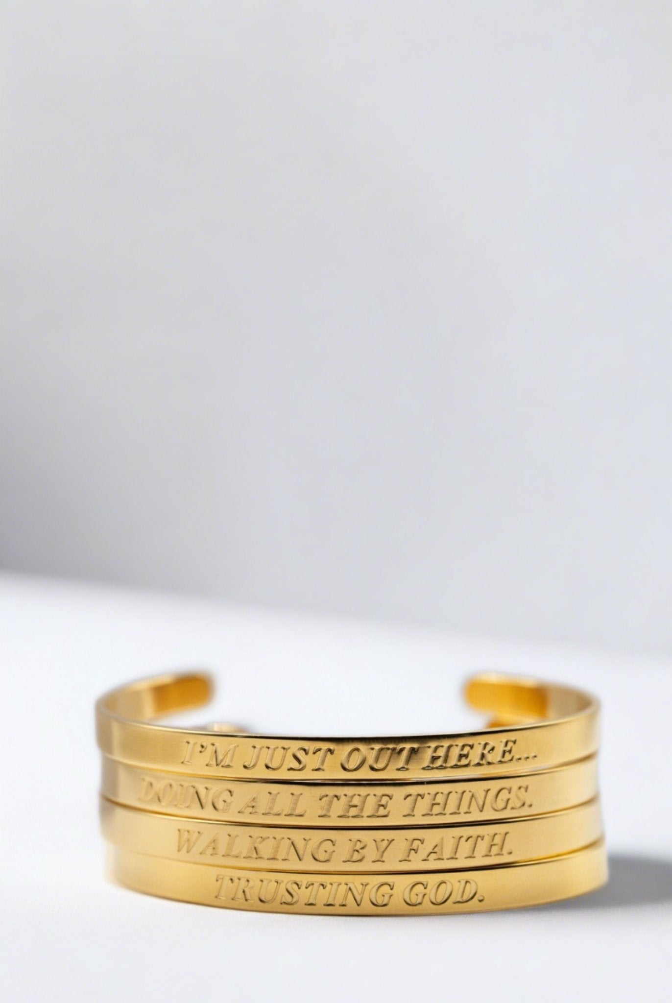 Faith Reflections 4pc 6mm 18k Gold-Plated Bangle Set – A Meaningful Mood