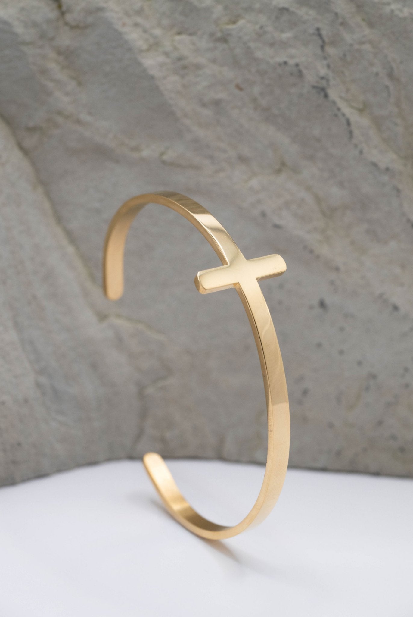 So Chic Christian Cross Bangle - 18k Gold Plated | A Meaningful Mood