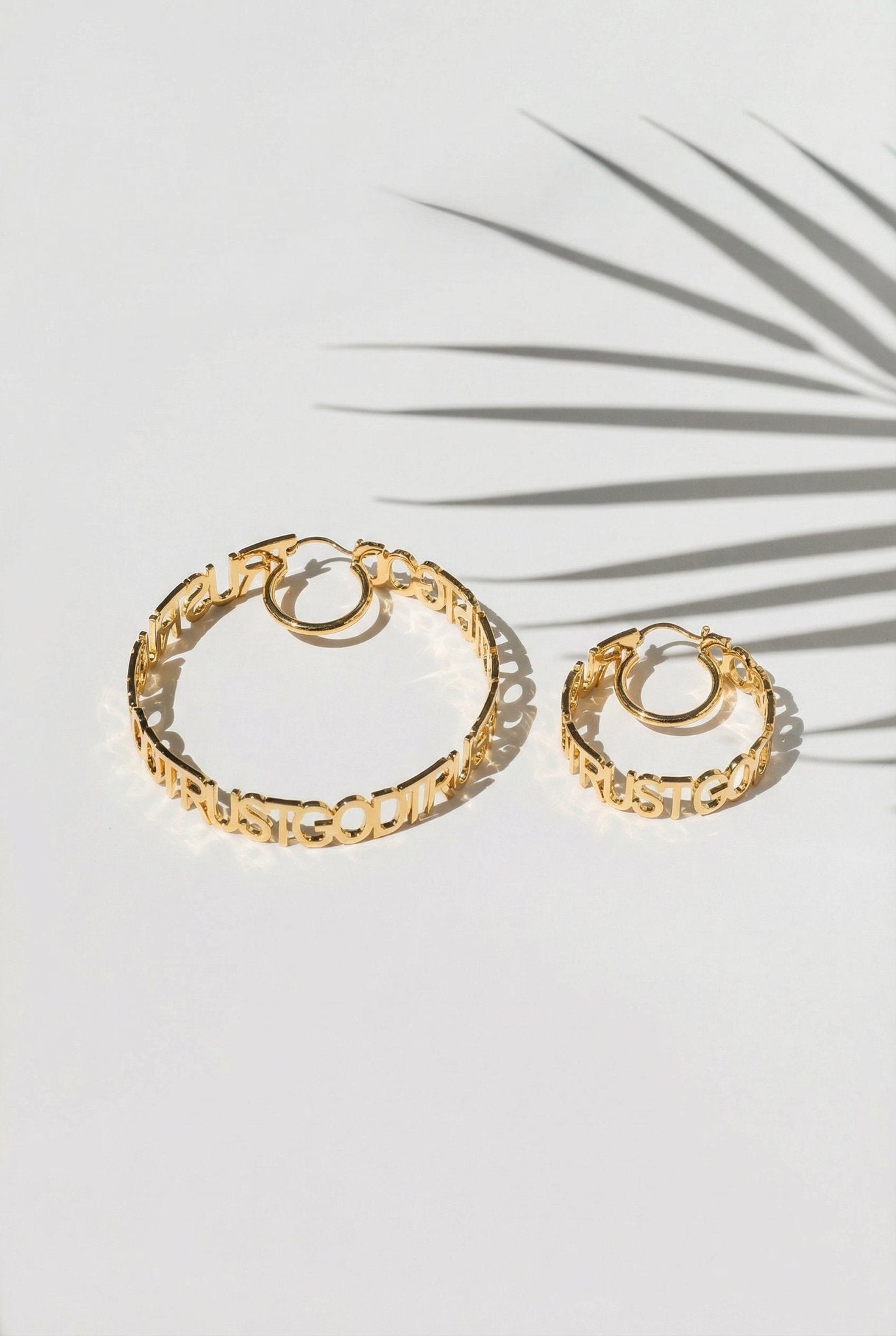 Trust God Hoops - 18k Gold Plated Christian Statement Earrings for ...