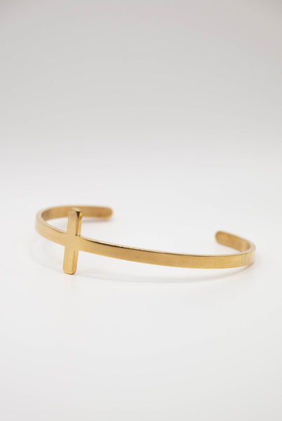 So Chic 18k Gold-Plated Cross Bangle – A Meaningful Mood